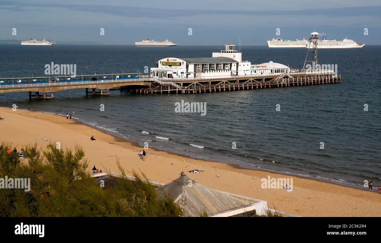 Bournemouth, UK. 20th June 2020. The P & O cruise ships Arcadia ...