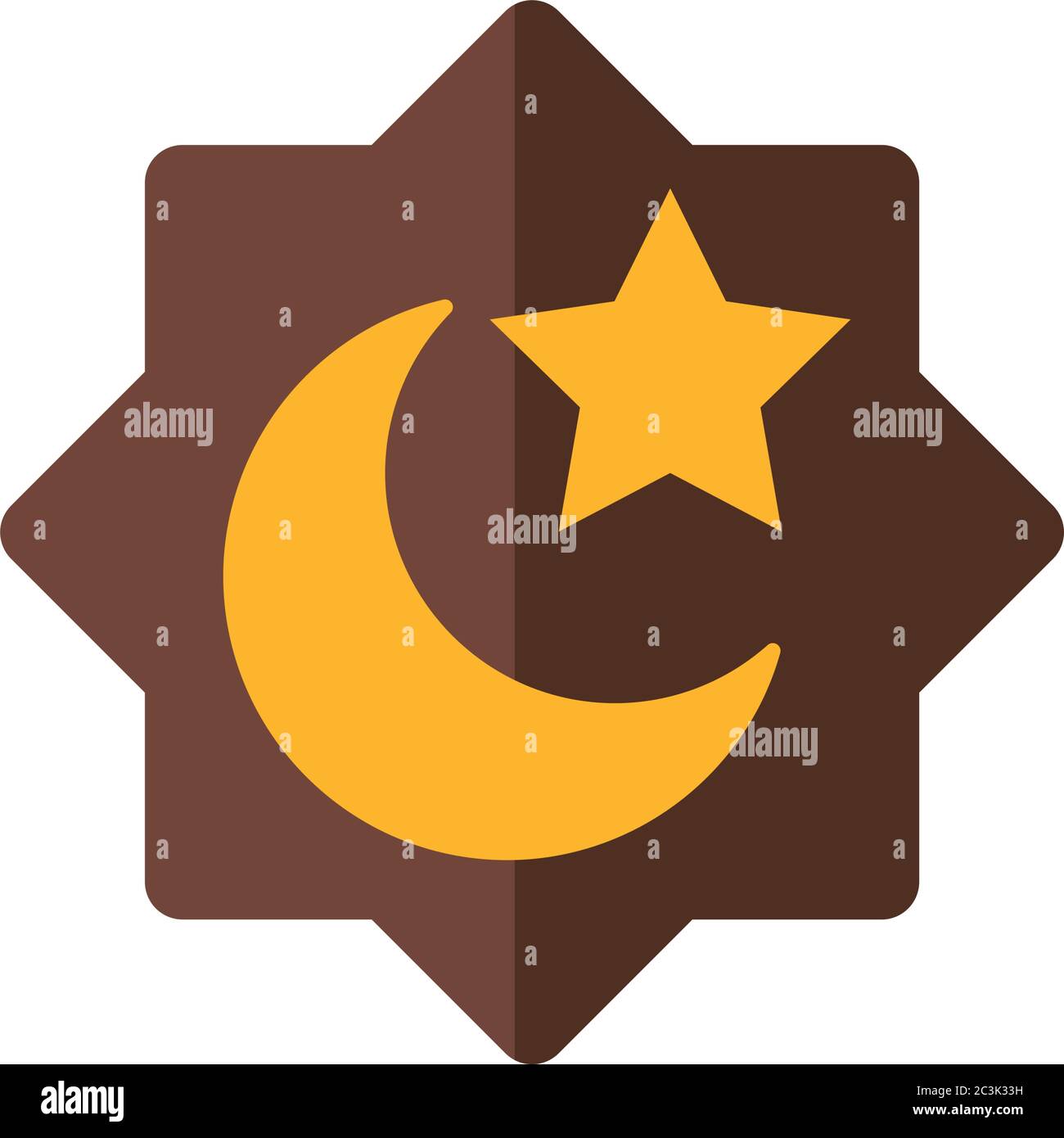 moon night with star seal stamp flat style vector illustration design ...
