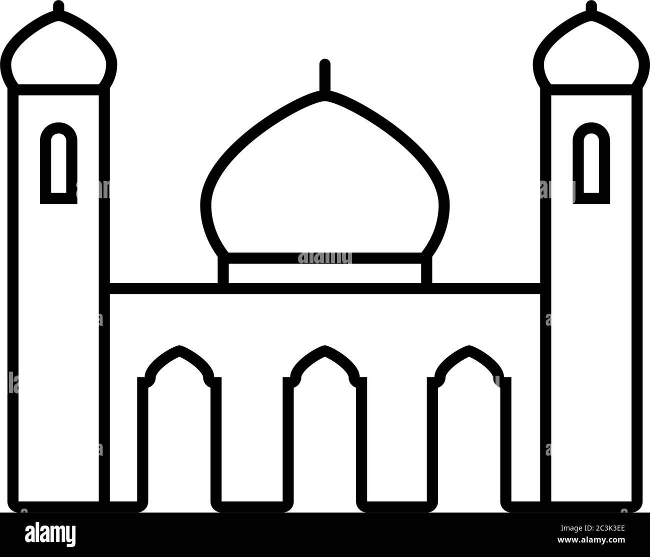 Eid mubarak mosque line style icon design, Islamic religion culture and ...