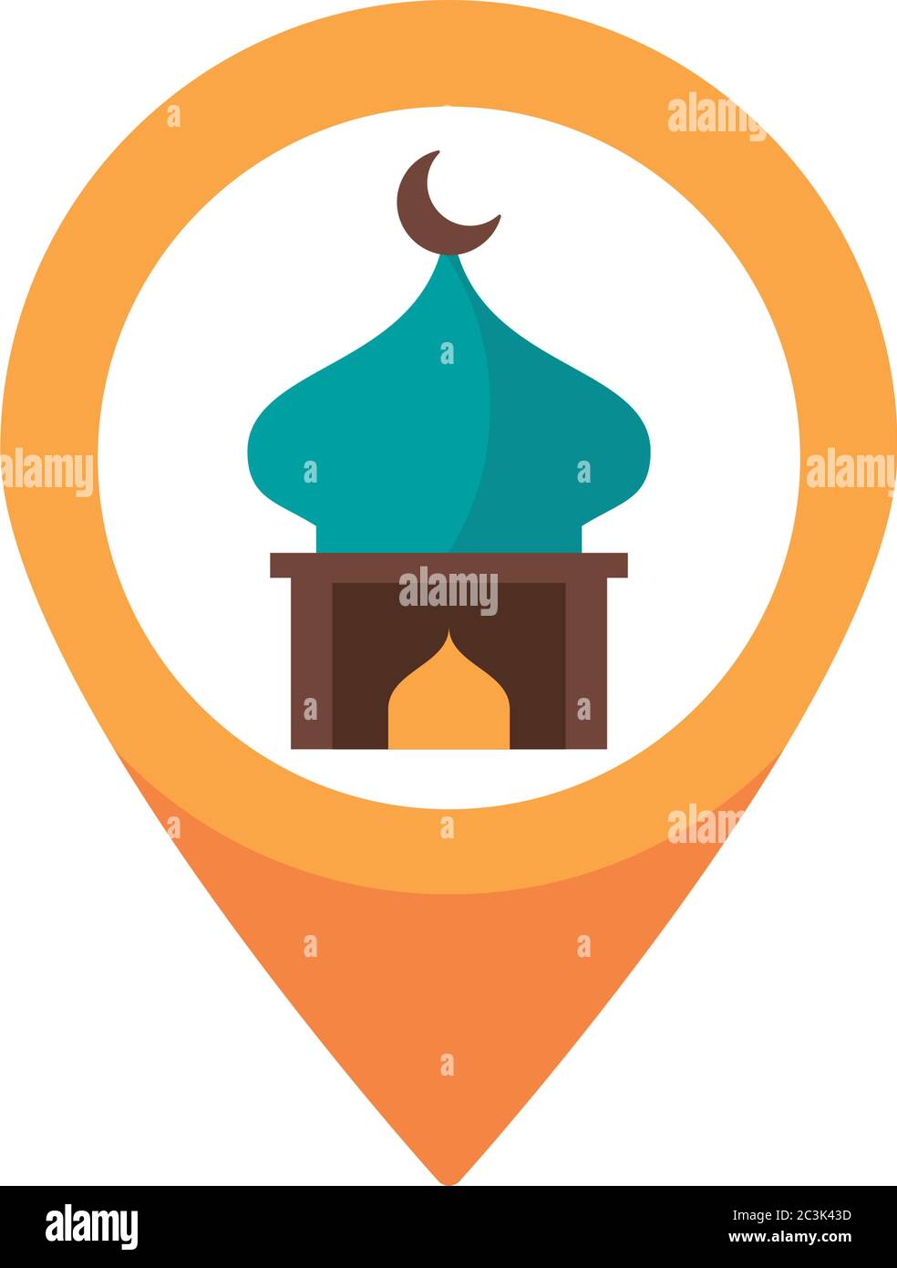 eid mubarak mosque cupule in pin location flat style icon vector ...
