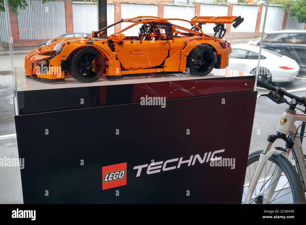 Moscow. Autumn 2018. The original Lego Porsche 911 Gt3 RS at the ...