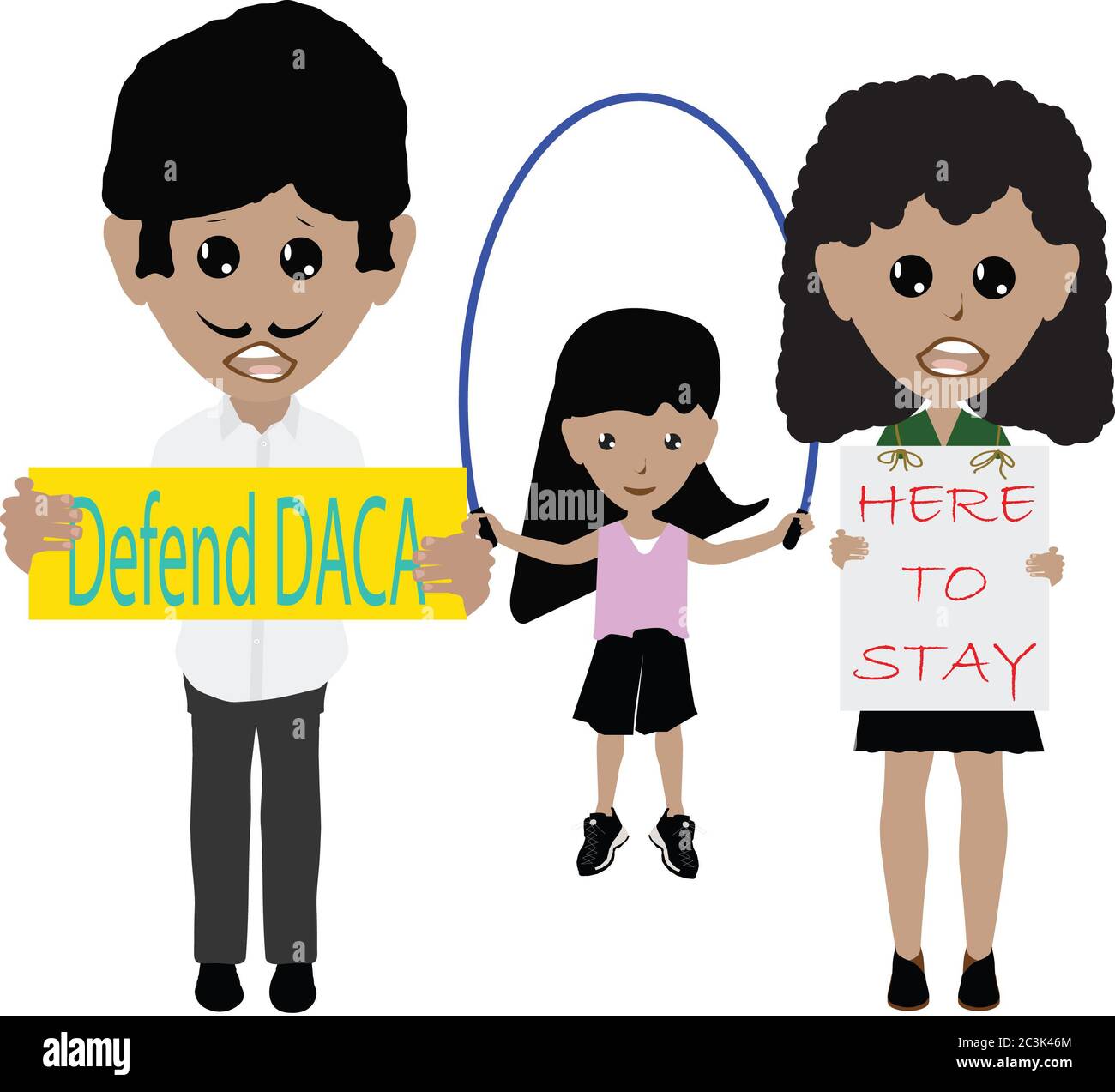 Illustration Family Protesting to Defend DACA Stock Photo - Alamy