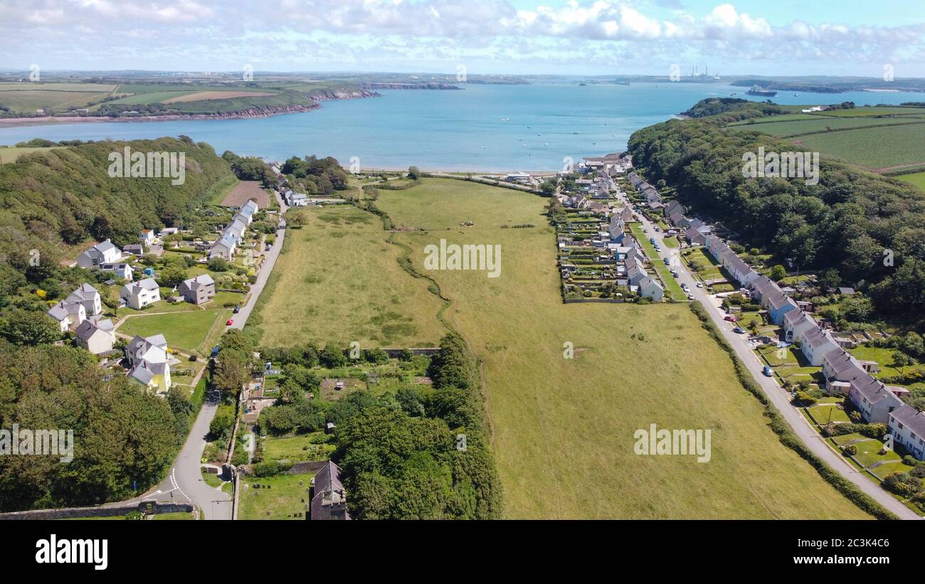 Aerial View of Dale Castle and Church, Pembrokeshire Wales, UK Stock ...