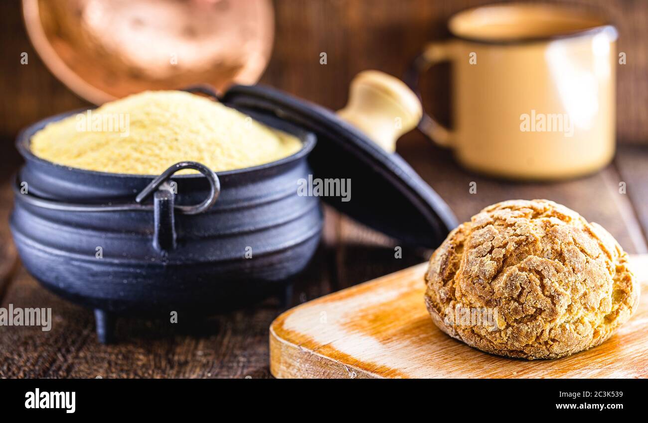 Traditional Brazilian biscuit called "Broa de Milho ou de fubá". Made ...