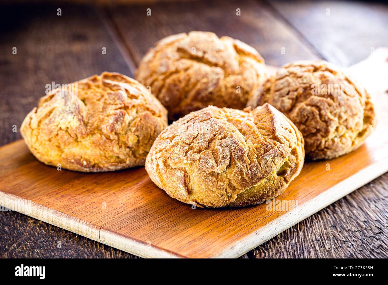 Traditional Brazilian biscuit called "Broa de Milho ou de fubá". Made ...