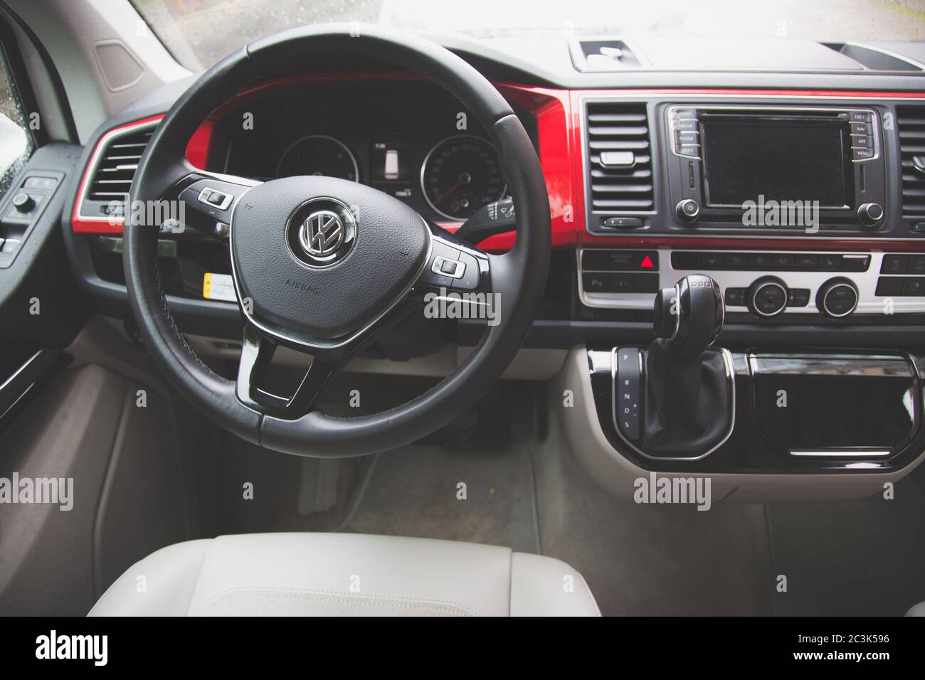 St. Petersburg, Russia - July 22, 2019: Interior of modern Volkswagen ...