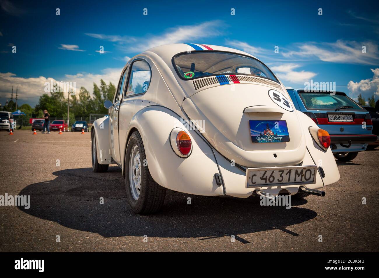 Moscow, Russia: July 06, 2019: Restored Volkswagen beetle stylized ...