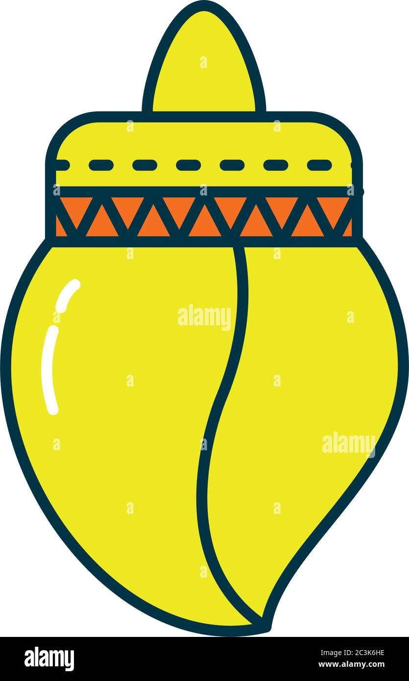 Indian shankha line and fill style icon design, India culture travel ...