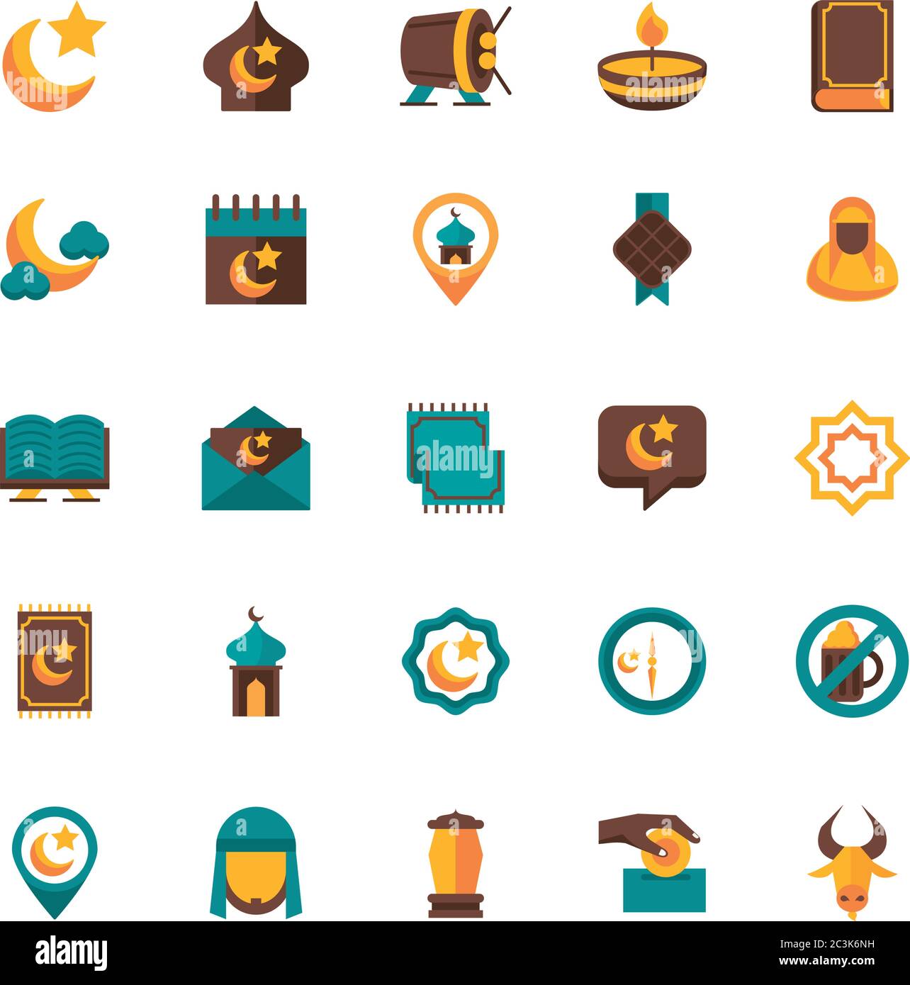 islam religion set flat style icons vector illustration design Stock ...