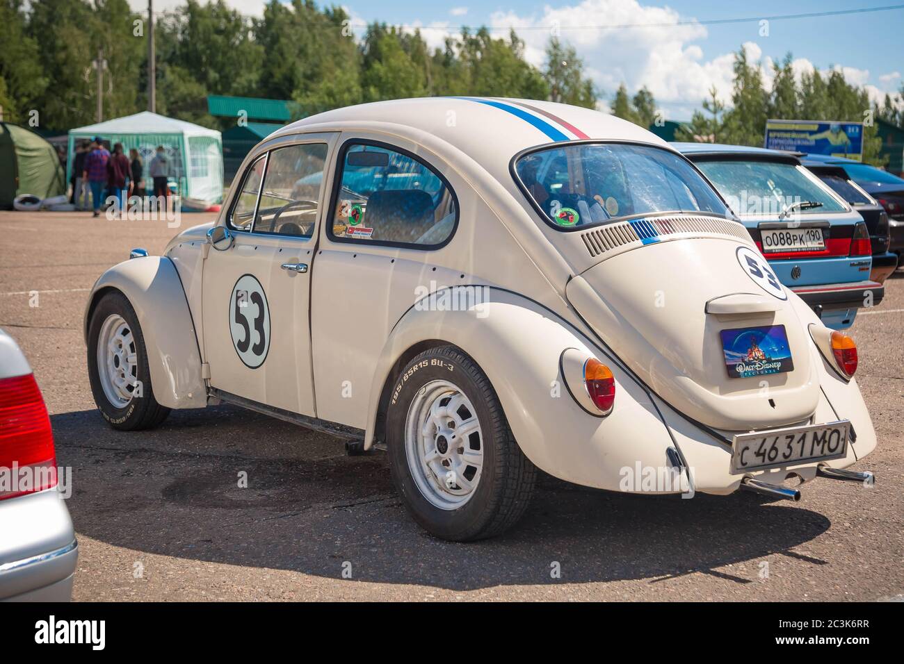 Moscow, Russia: July 06, 2019: Restored Volkswagen beetle stylized ...