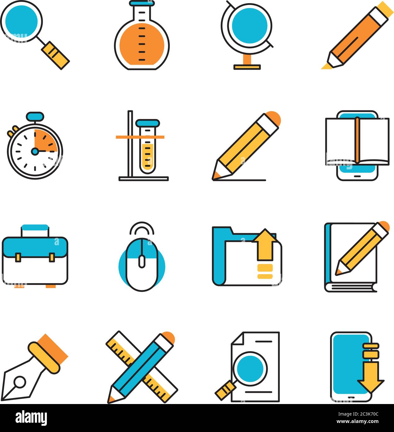 bundle of school supplies set icons vector illustration design Stock ...