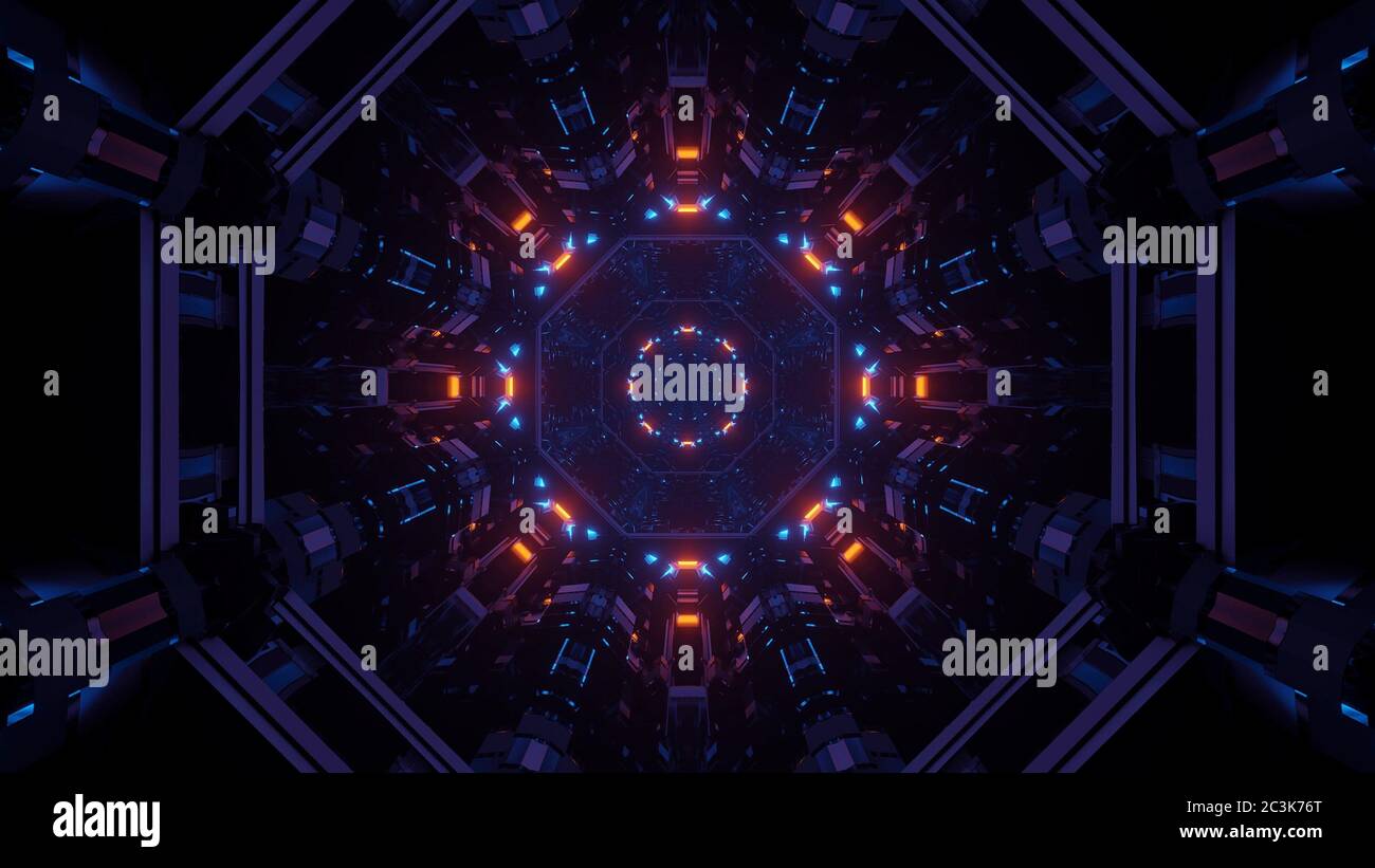 Cool illustration with futuristic sci-fi techno lights-background Stock Photo - Alamy