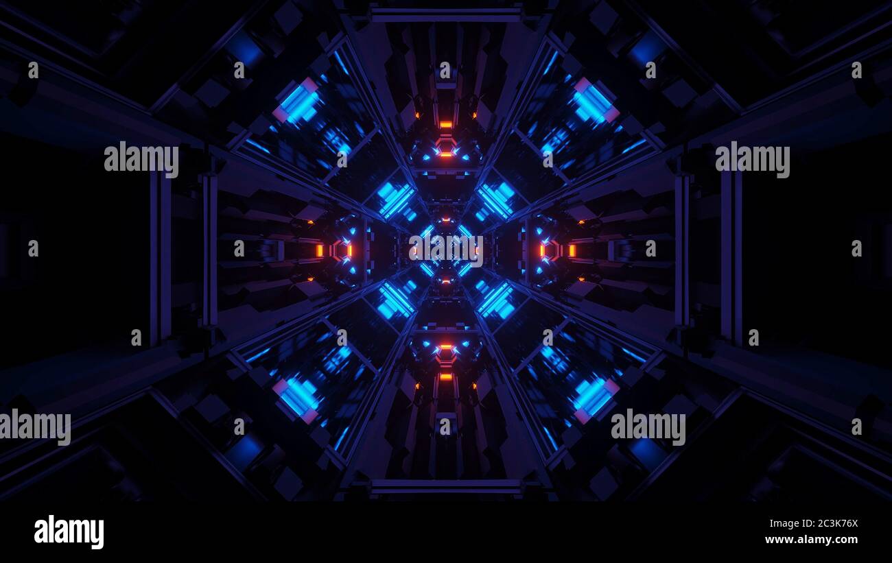 Cool illustration with futuristic sci-fi techno lights-background Stock Photo - Alamy