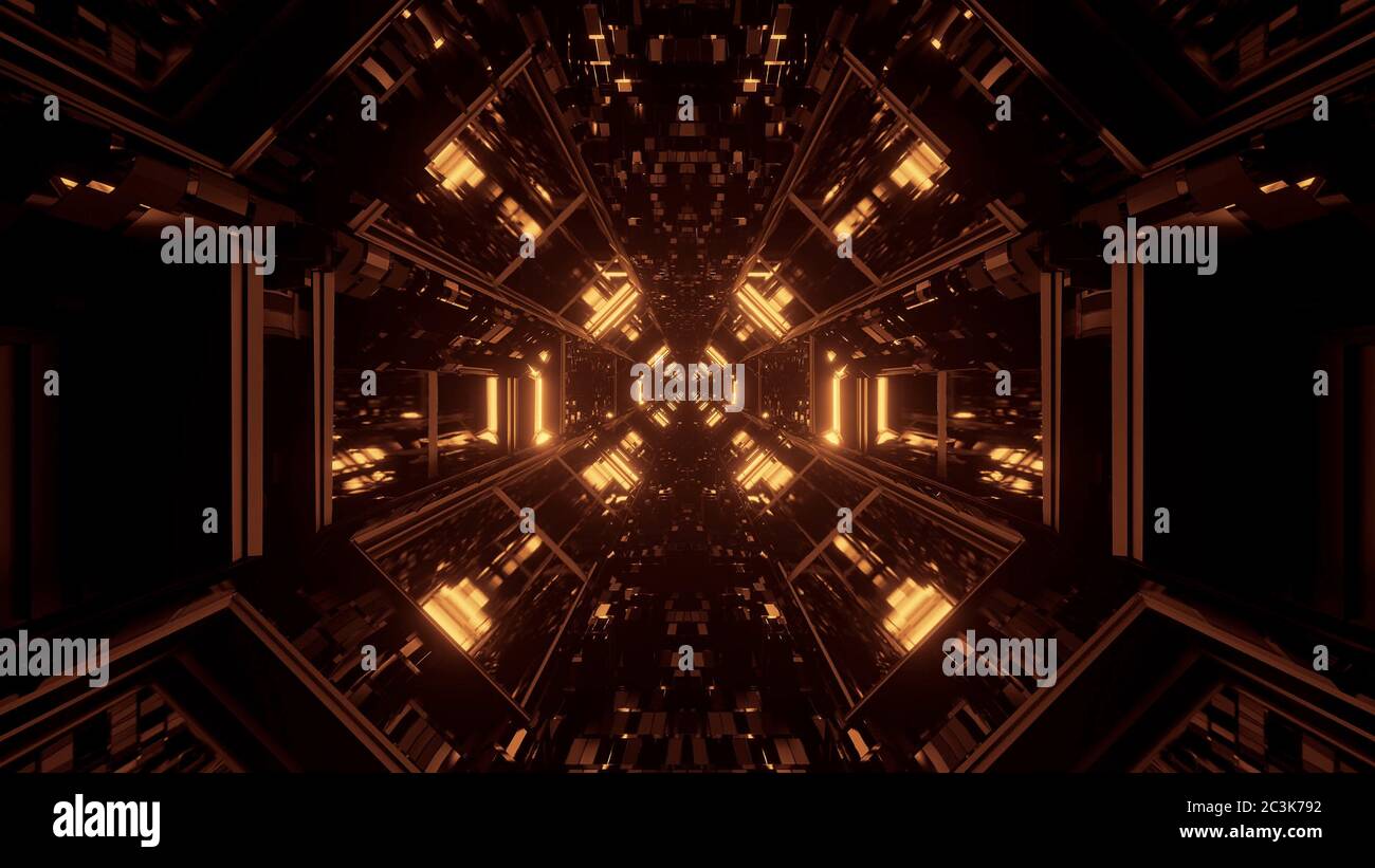 Cool futuristic sci-fi techno yellow lights- background Stock Photo - Alamy