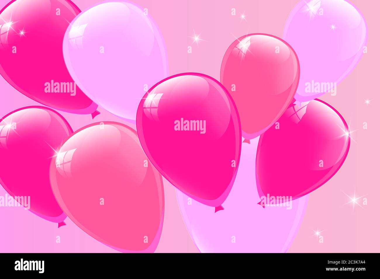 pink balloons, vector illustration. Celebration background template ...