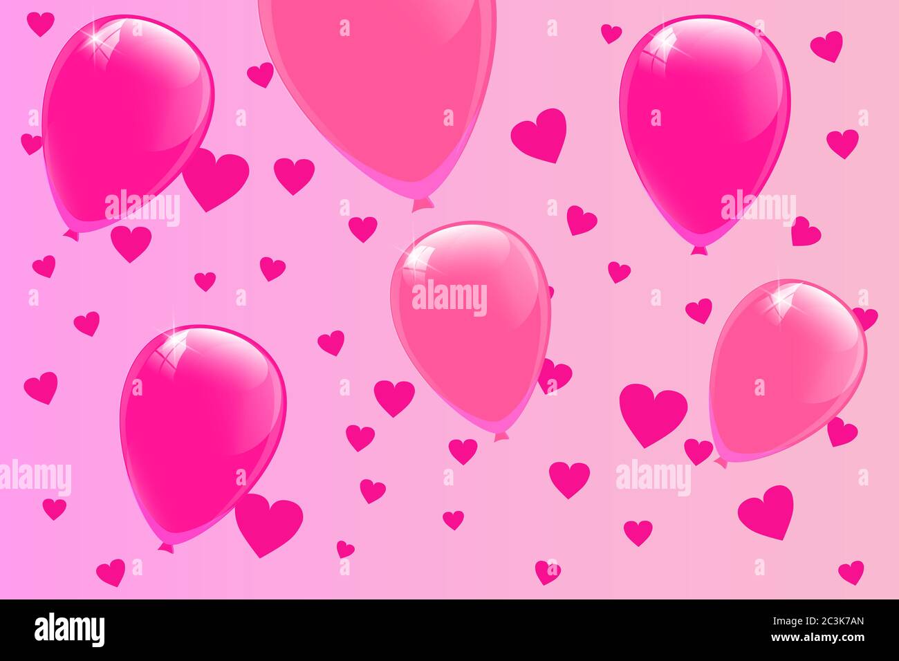 Pink balloons, vector illustration. Celebration background template ...