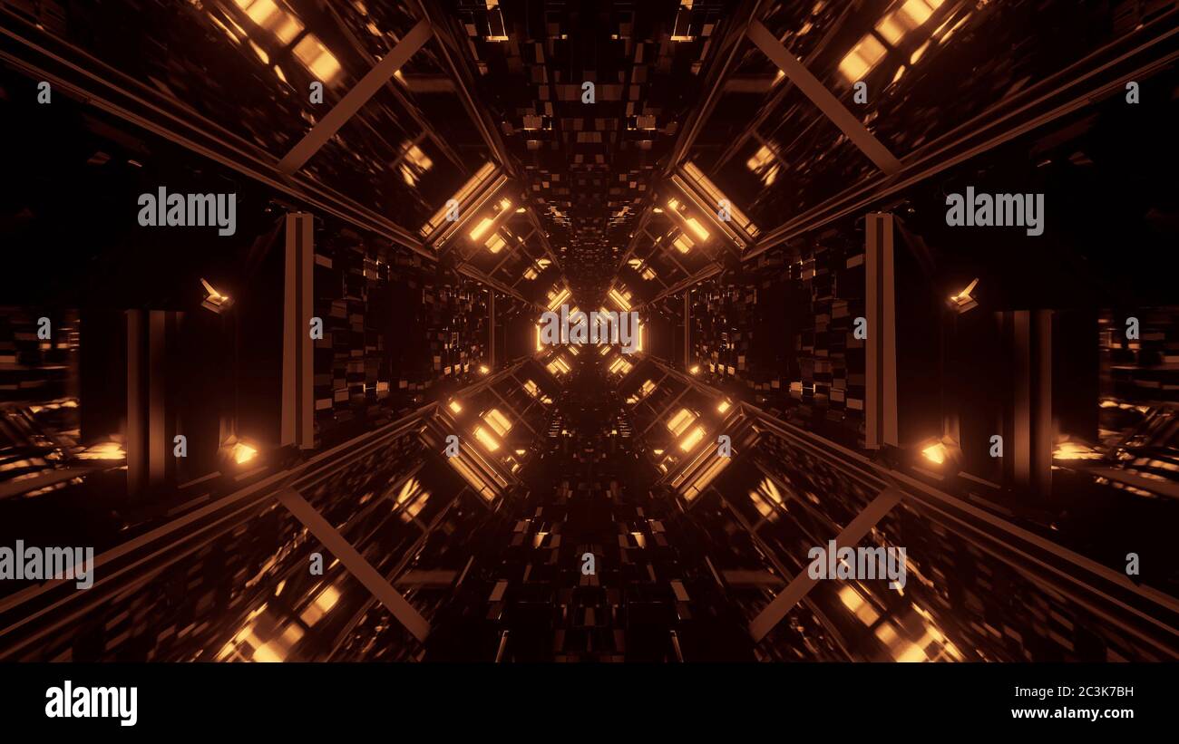 Cool futuristic sci-fi techno yellow lights- background Stock Photo - Alamy