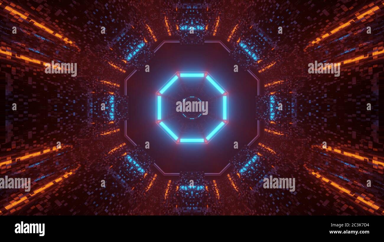 Cool illustration with futuristic sci-fi techno lights-background Stock Photo - Alamy