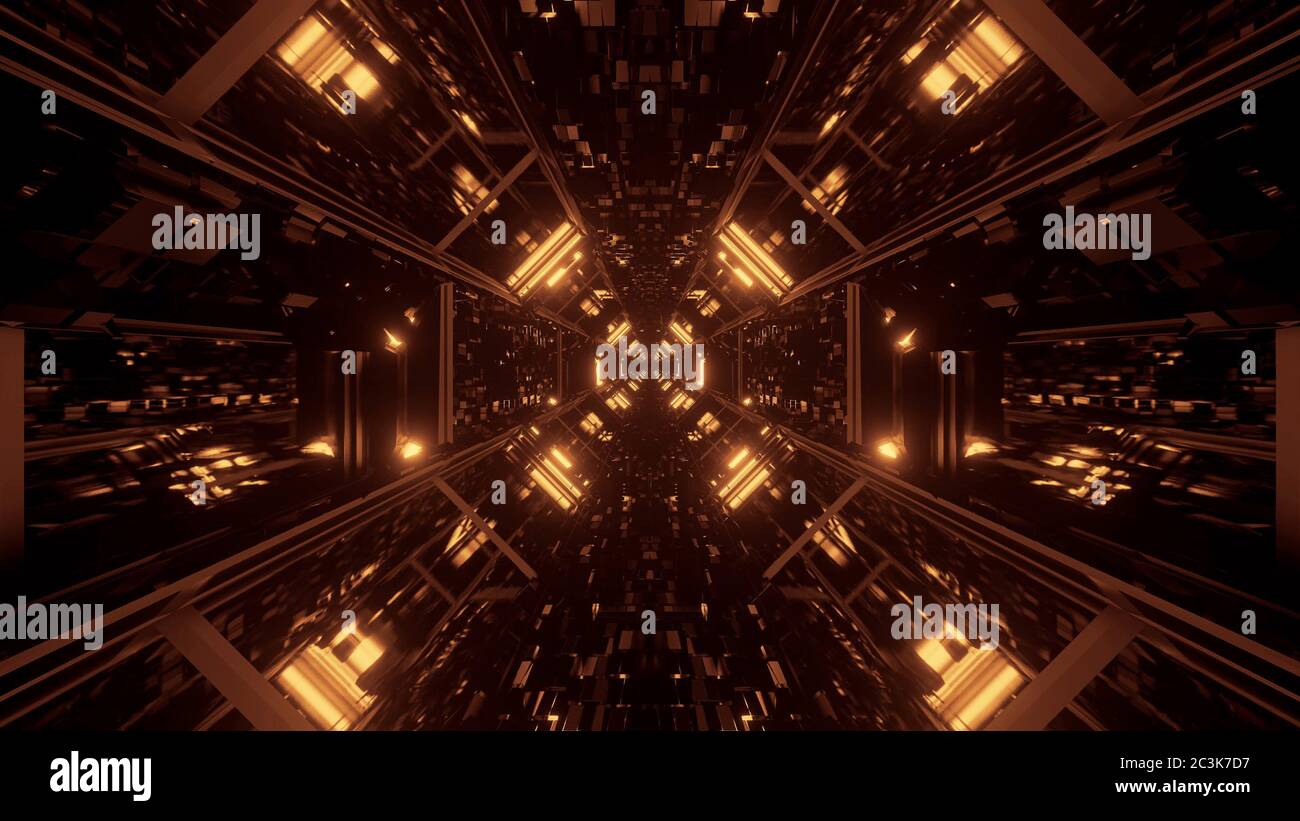 Cool futuristic sci-fi techno yellow lights- background Stock Photo - Alamy