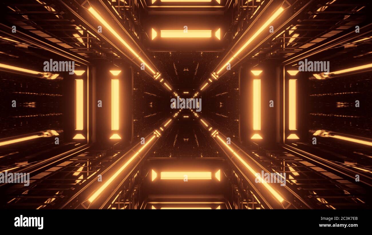 Cool futuristic sci-fi techno yellow lights- background Stock Photo - Alamy