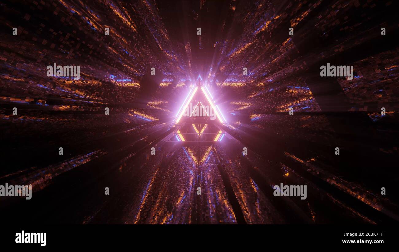 Cool triangular shaped illustration with colorful futuristic sci-fi ...