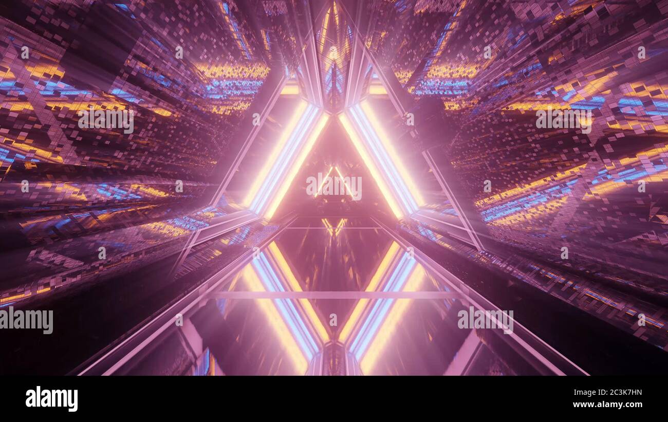 Cool triangular shaped illustration with colorful futuristic sci-fi ...