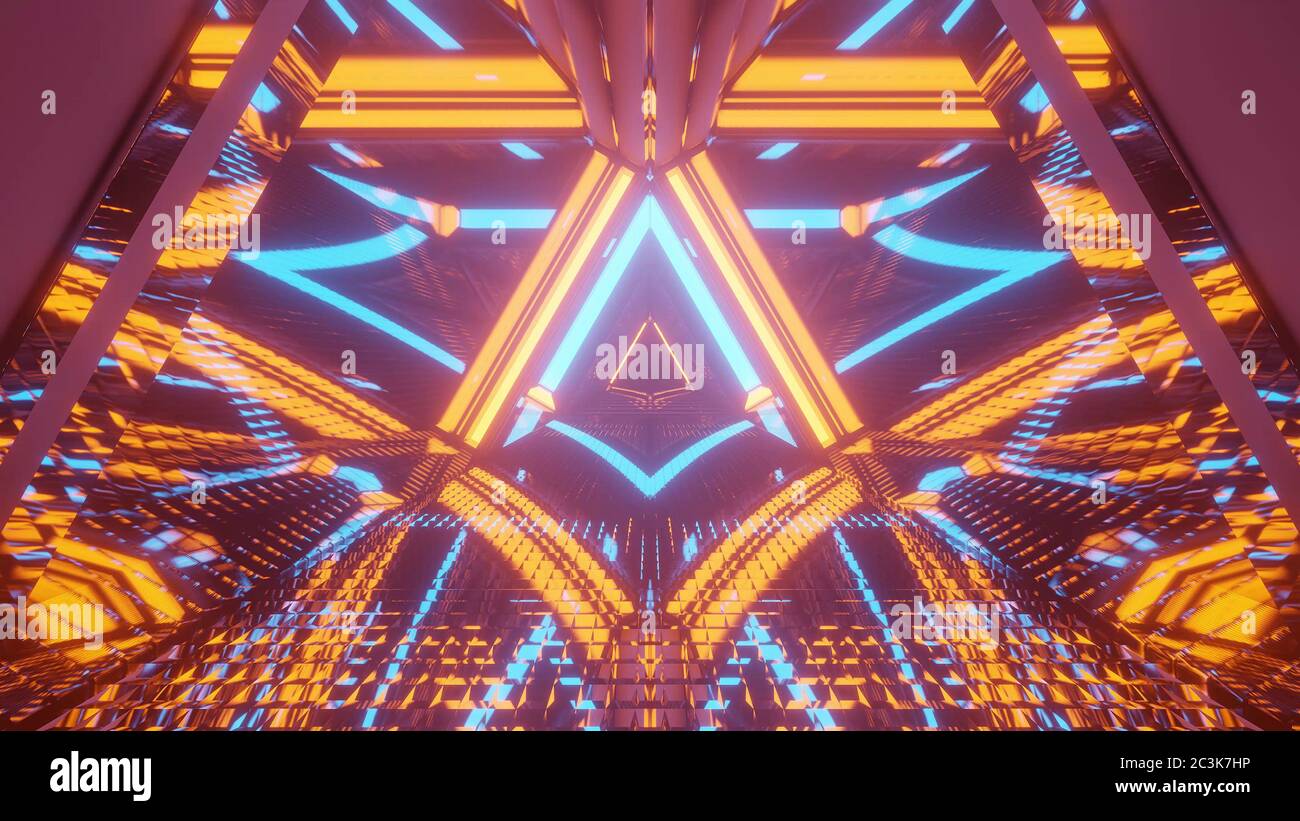 Cool triangular shaped illustration with colorful futuristic sci-fi ...