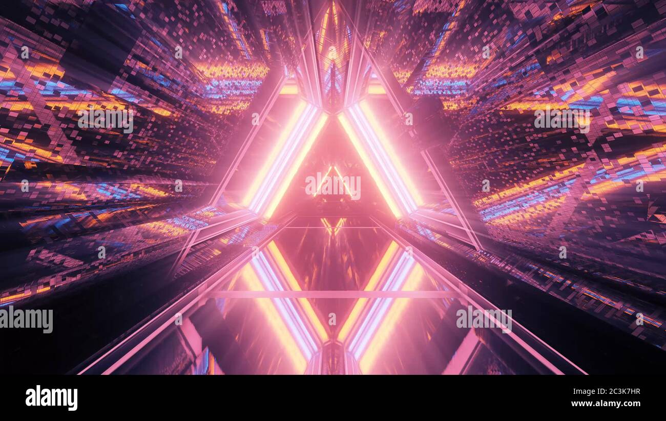 Cool triangular shaped illustration with colorful futuristic sci-fi ...
