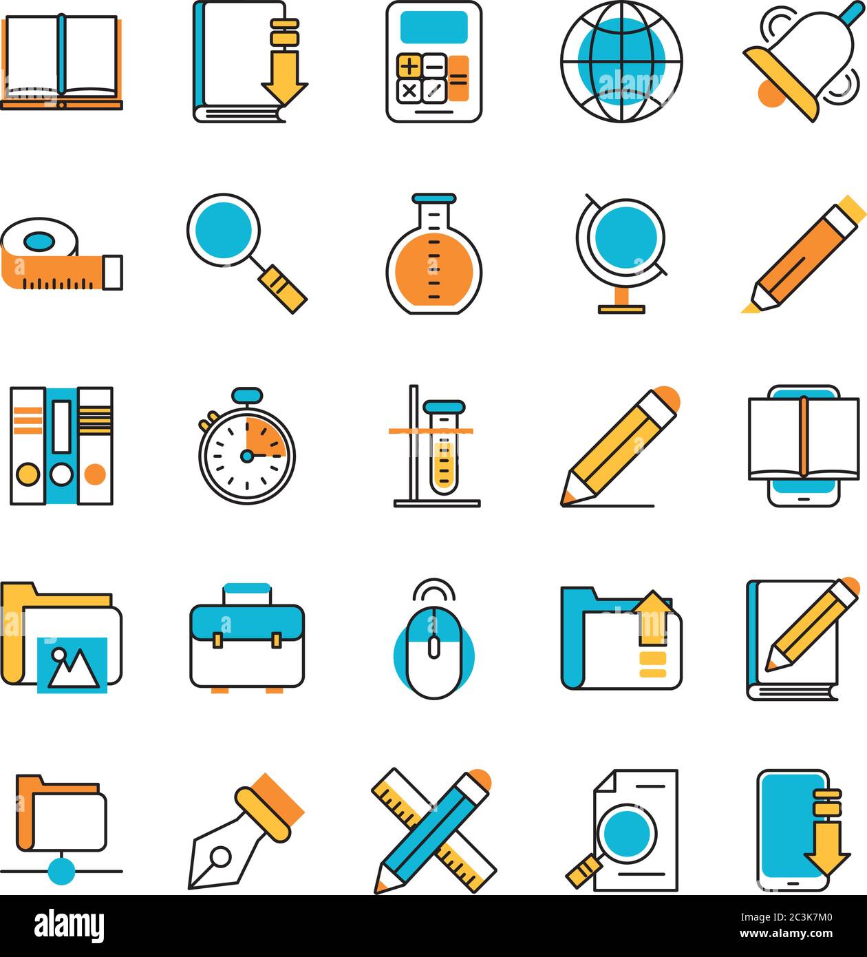 bundle of school supplies set icons vector illustration design Stock ...