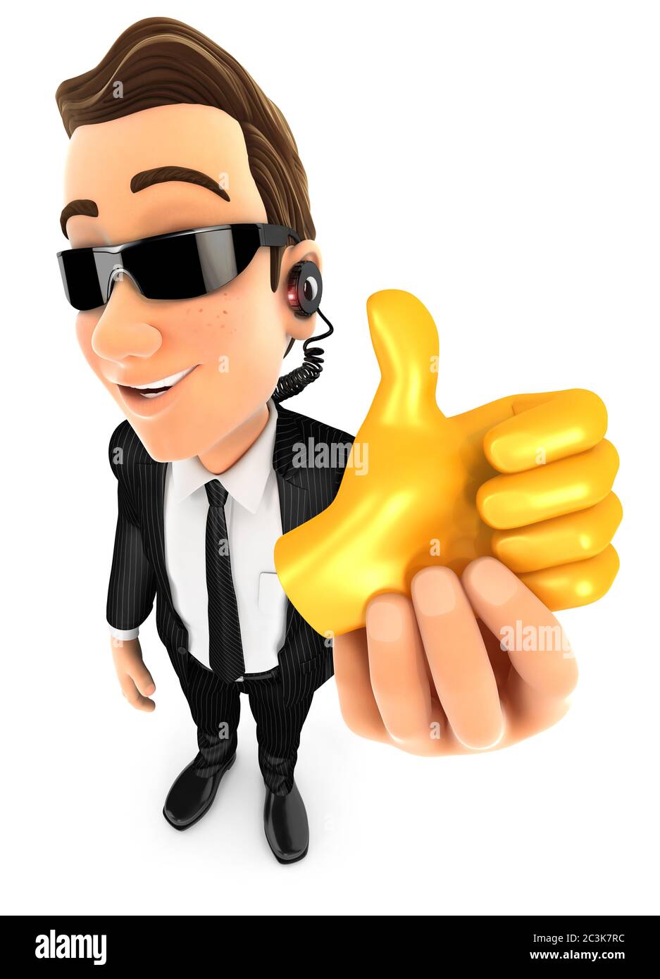 3d security agent golden thumb up icon, illustration with isolated ...