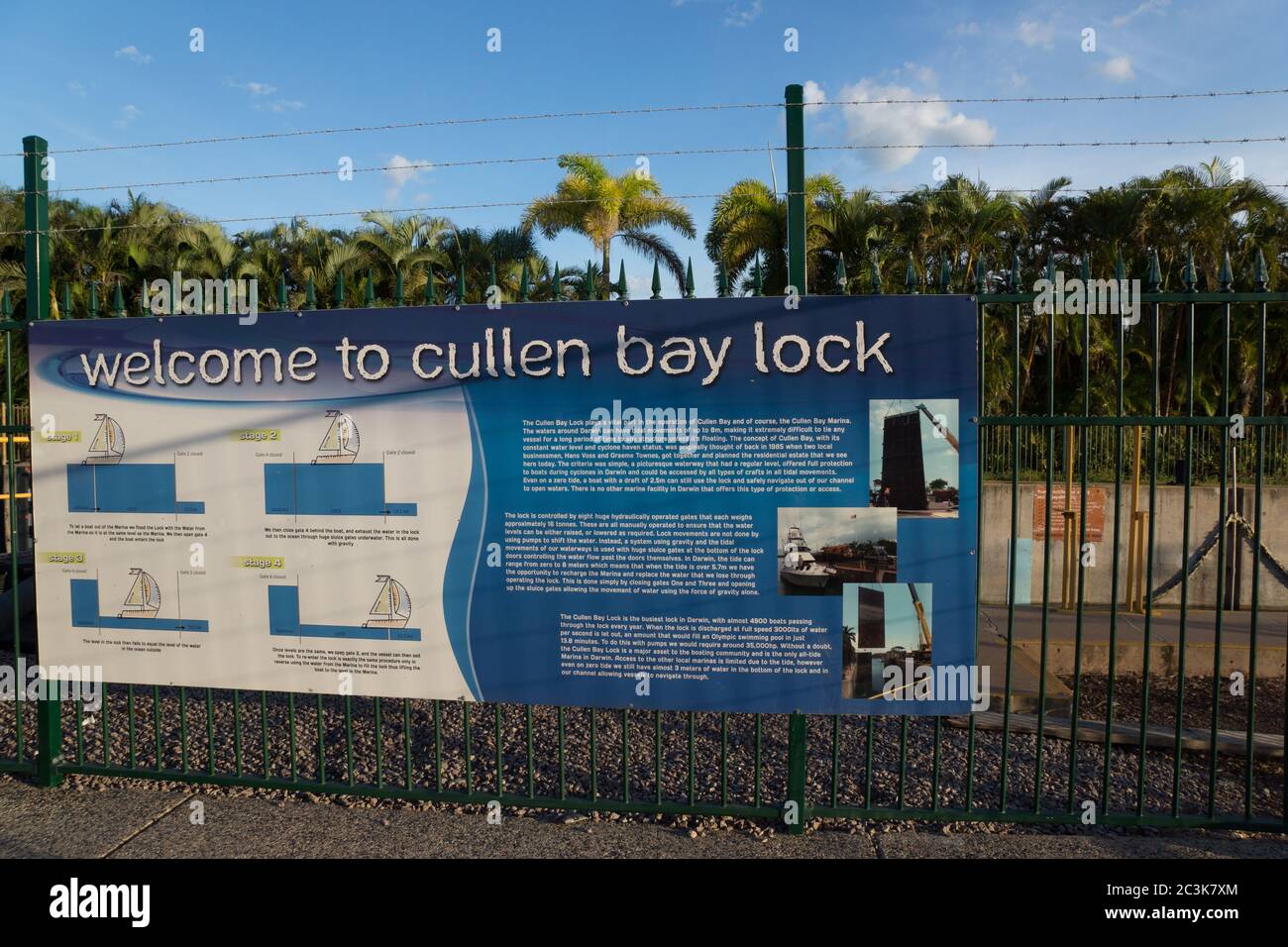 Cullen Bay Lock sign in Darwin, Northern Territory, Australia Stock ...