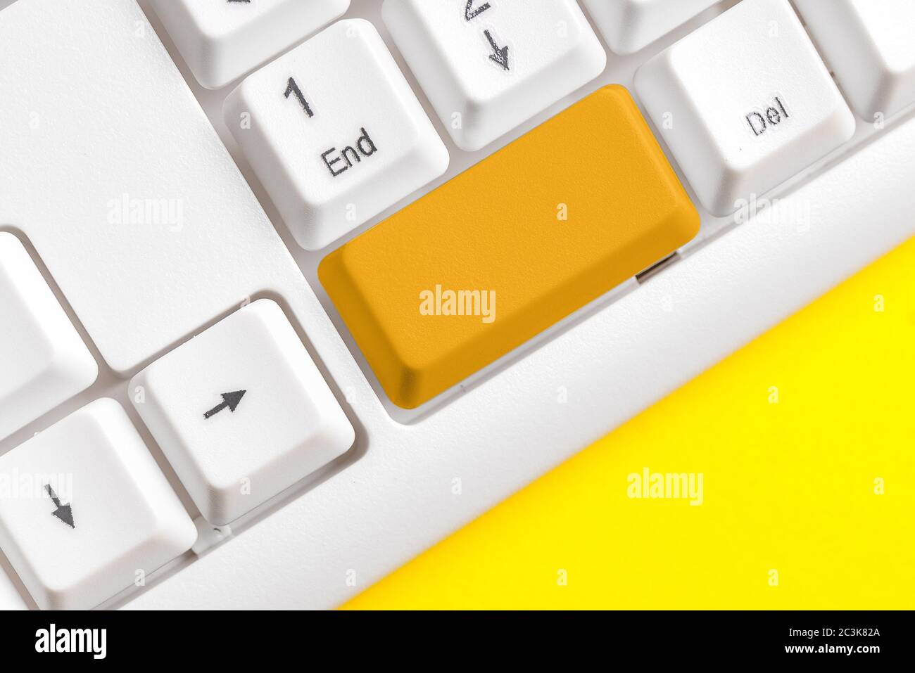 Different Colored Keyboard key With Accessories Arranged On Empty copy ...