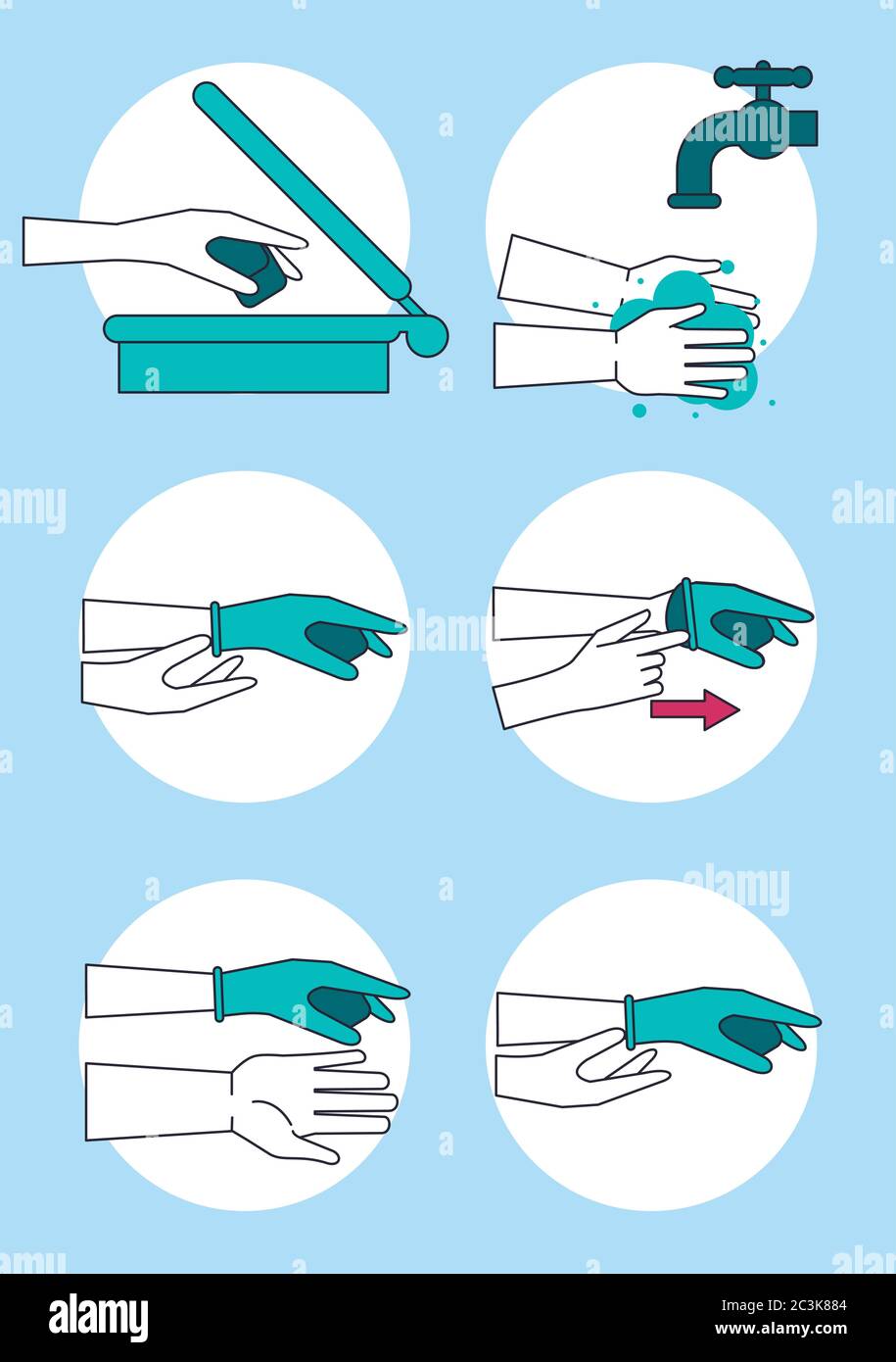 How To Remove Glove Safely Infographic Vector Illustration Design Stock