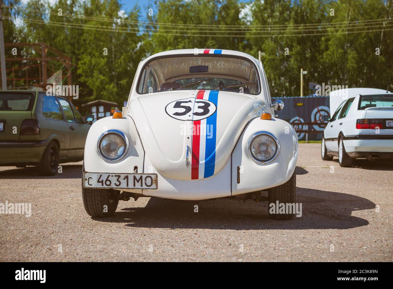 Moscow, Russia: July 06, 2019: Restored Volkswagen beetle stylized ...