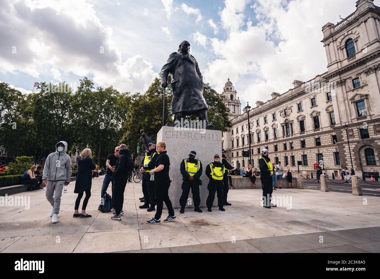 London / UK - 06/20/2020: Metropolitan Police Officers protecting Sir ...