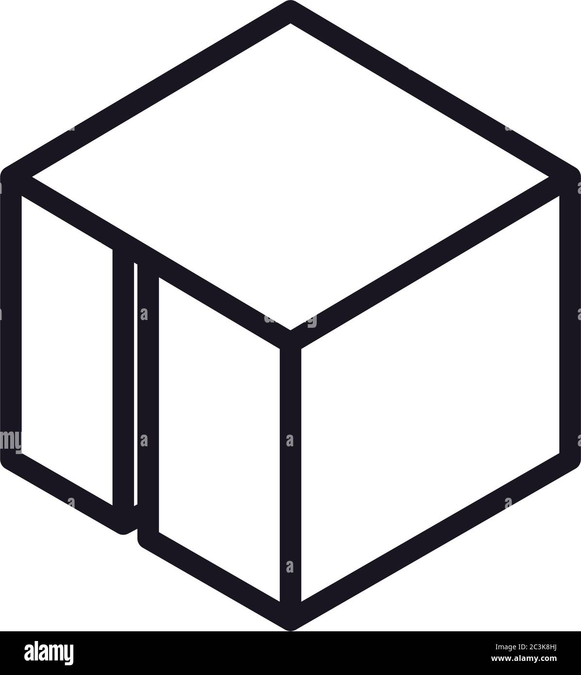 geometric and abstract 3d cube line style icon design, shape and figure ...