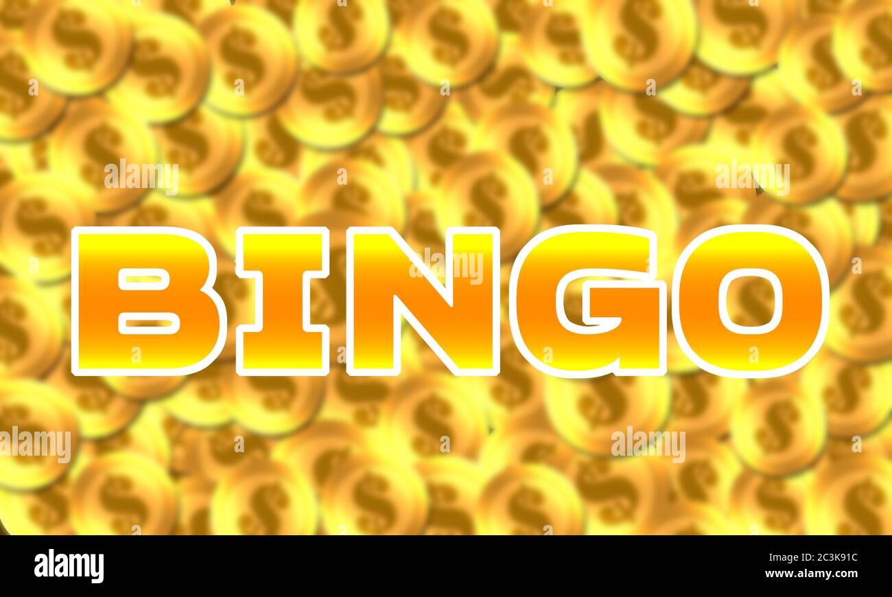 Bingo sign with gold coins as background, 3d rendering Stock Photo - Alamy