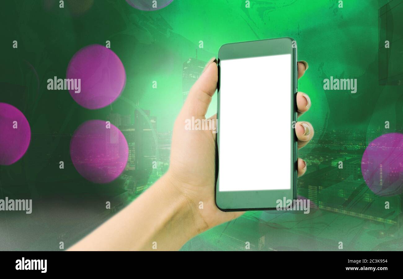Modern Gadgets With White Display Screen Under Colorful Bokeh ...