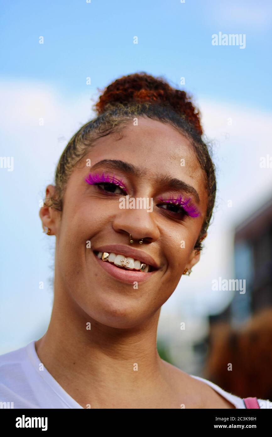 Women Black With Gold Teeth