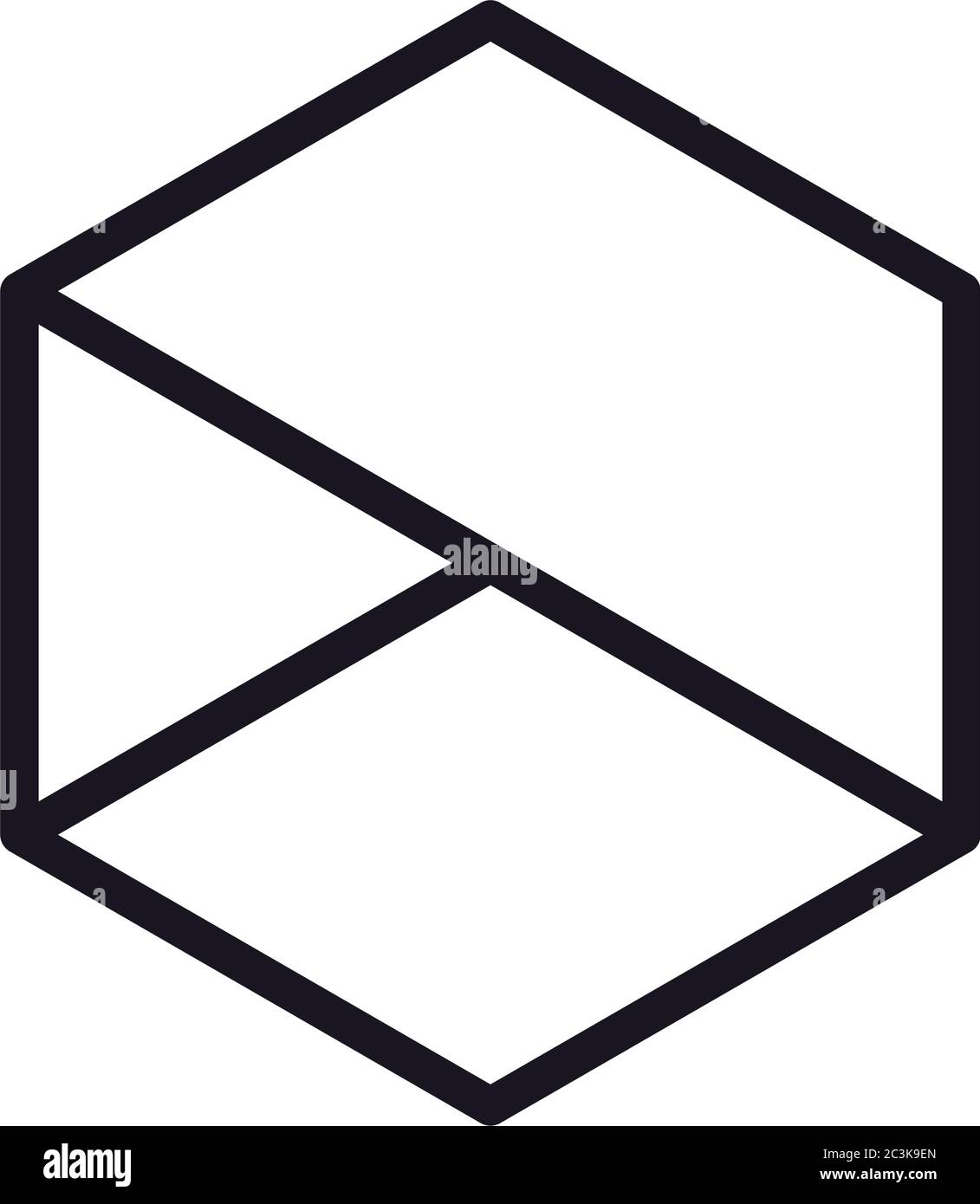 geometric and abstract hexagon line style icon design, shape and figure ...