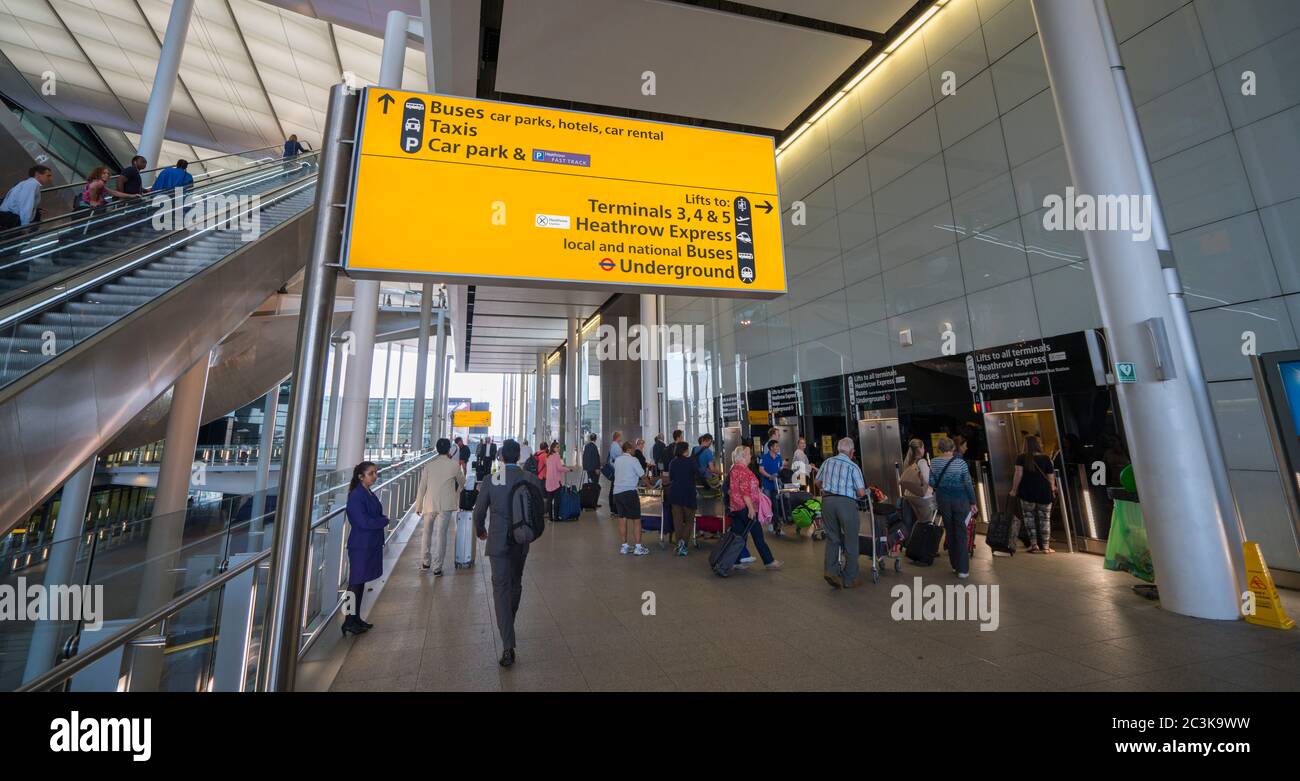 Direction signs at London Heathrow Airport - LONDON, ENGLAND ...