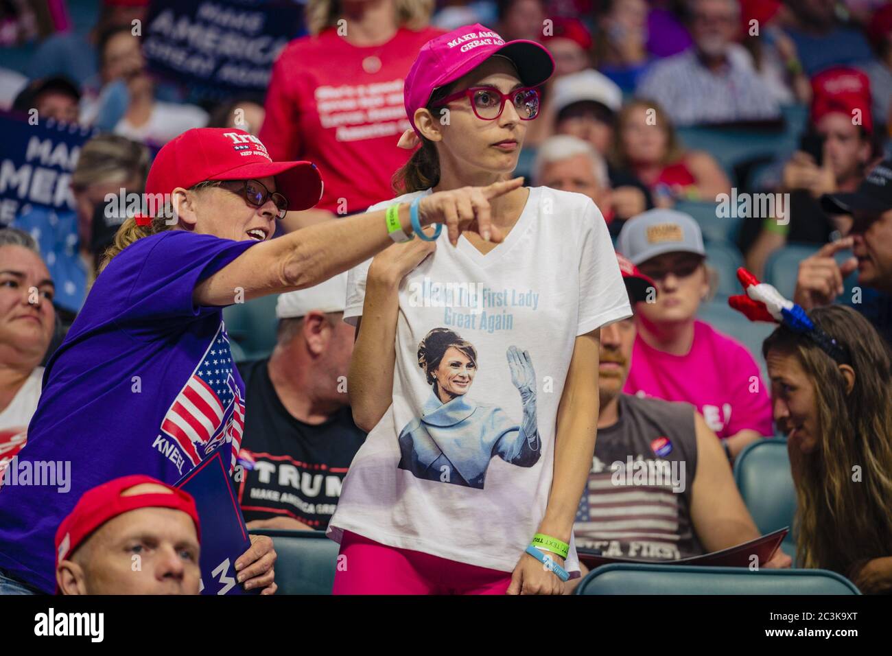 Tulsa, United States. 20th June, 2020. Campaign rally attendees gather ...