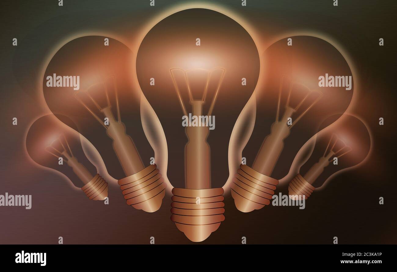 Realistic Colored Vintage Light Bulbs, Idea Sign Solution Thinking ...