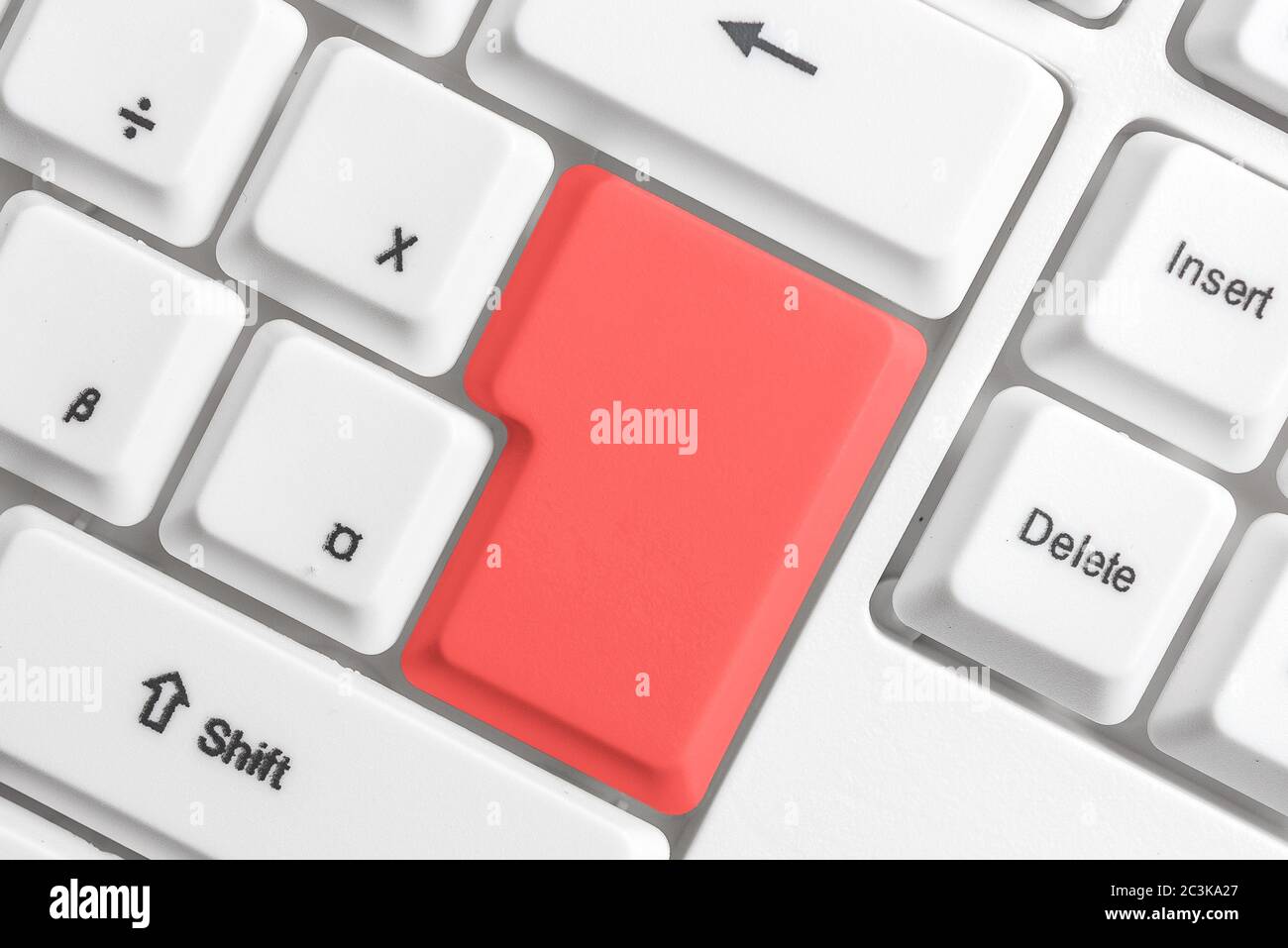 Different Colored Keyboard key With Accessories Arranged On Empty copy ...