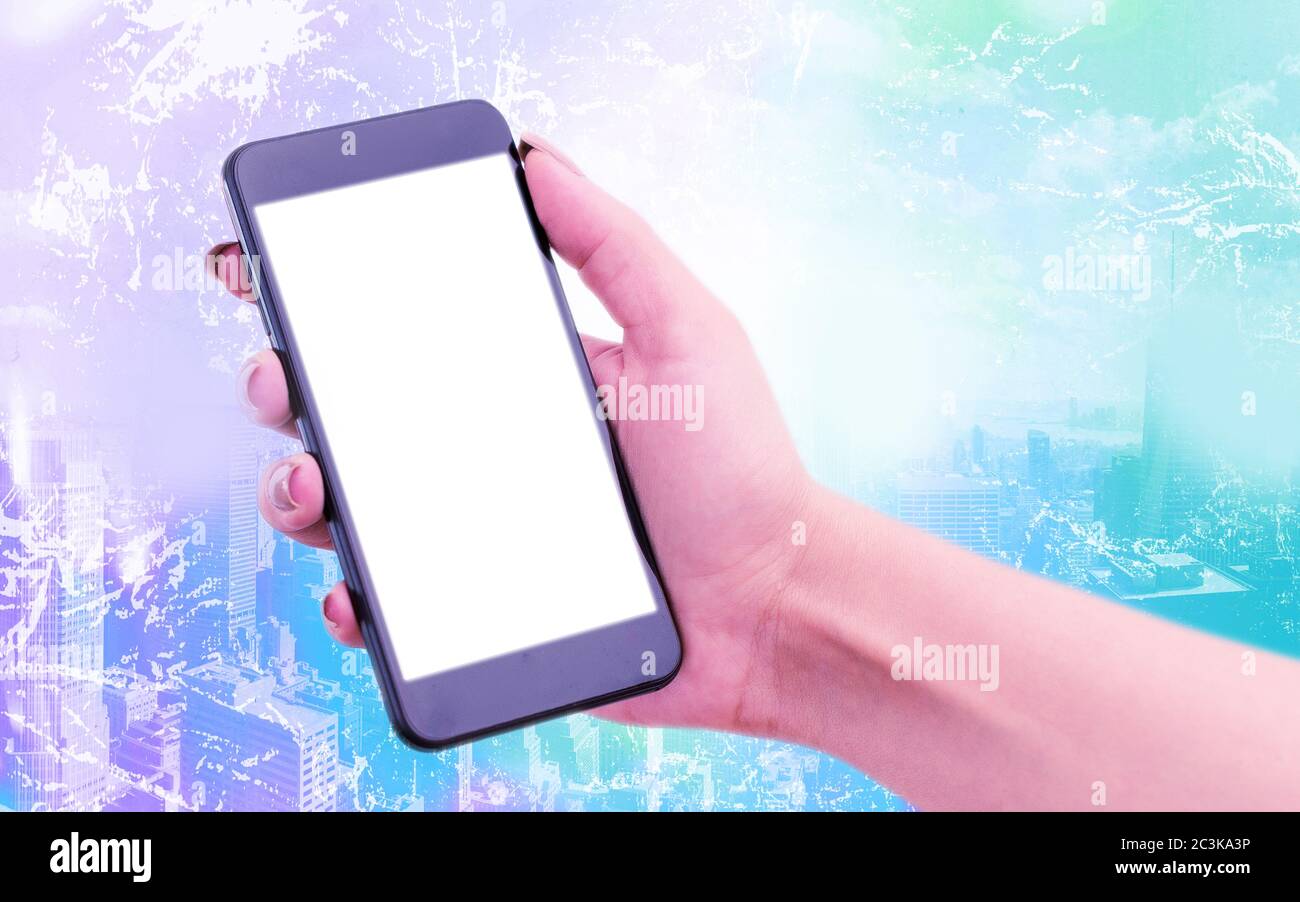 Modern Gadgets With White Display Screen Under Colorful Bokeh ...