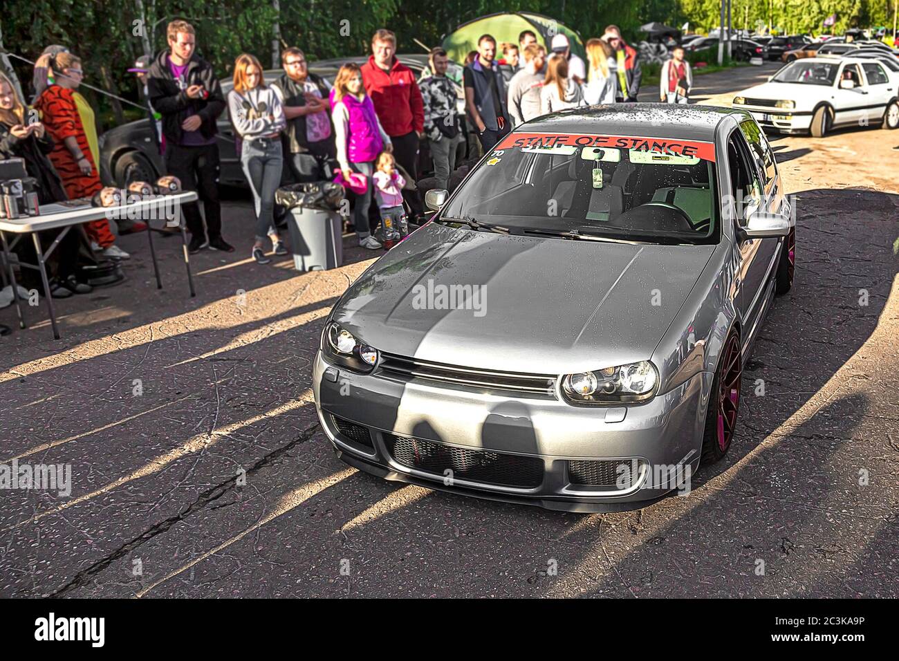 Moscow, Russia - July 19, 2019: Tuned low sport hatchback with red ...