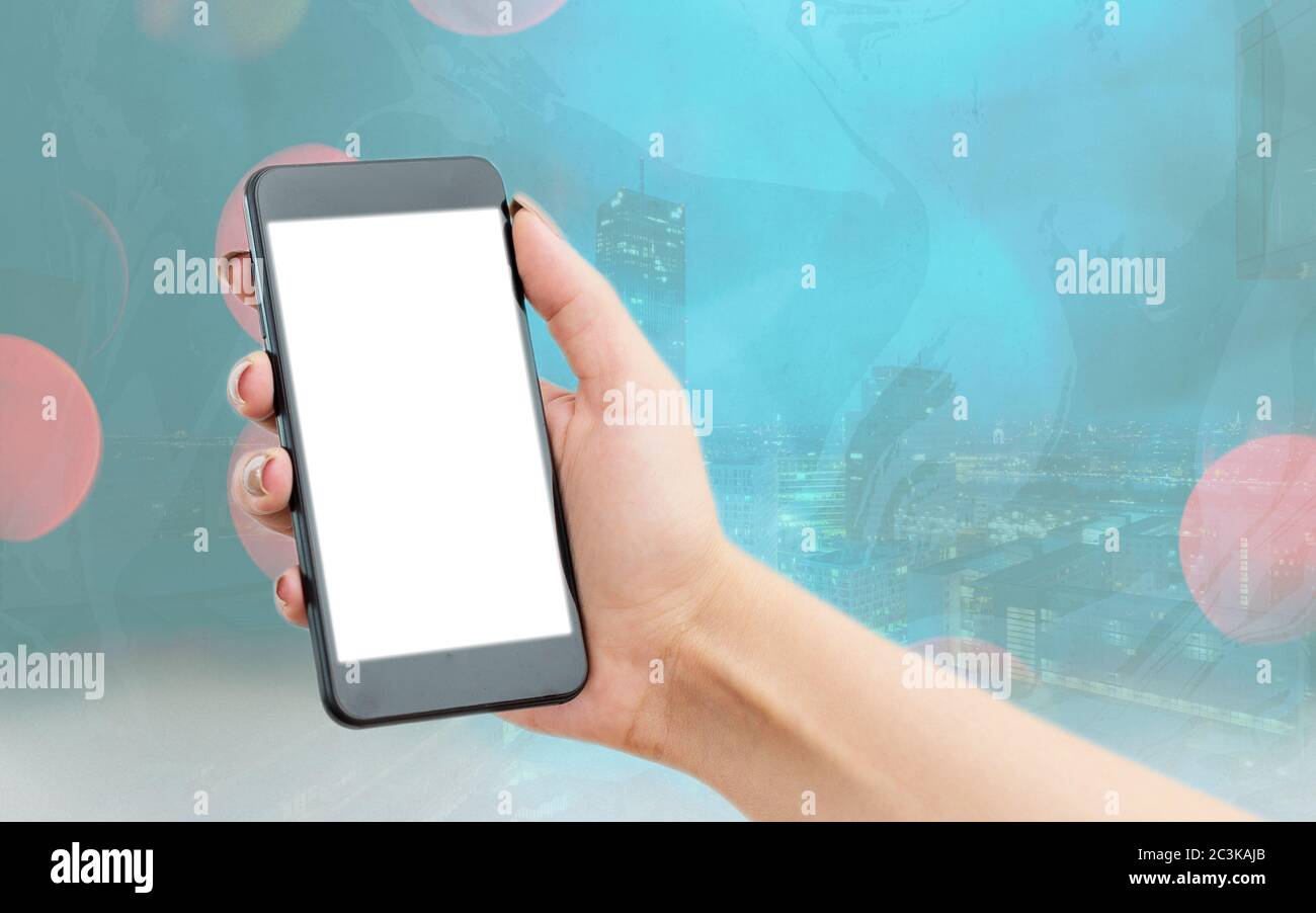 Modern Gadgets With White Display Screen Under Colorful Bokeh ...