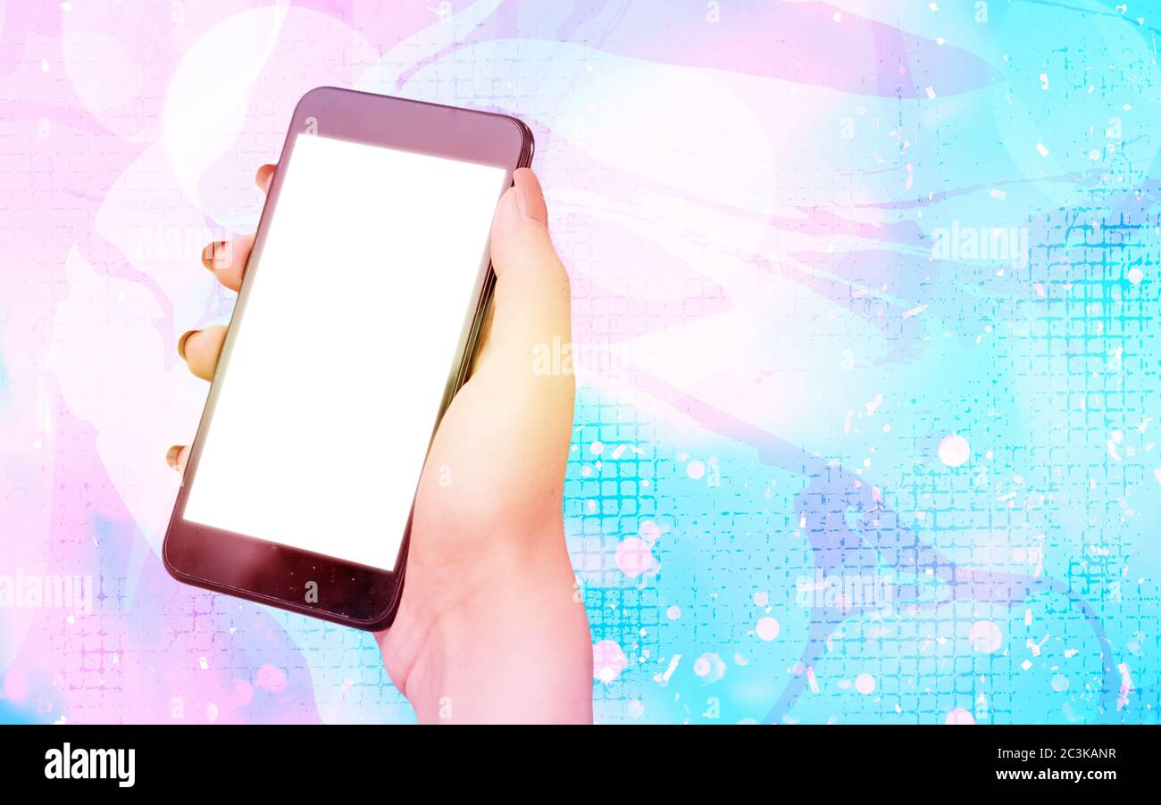Modern Gadgets With White Display Screen Under Colorful Bokeh ...