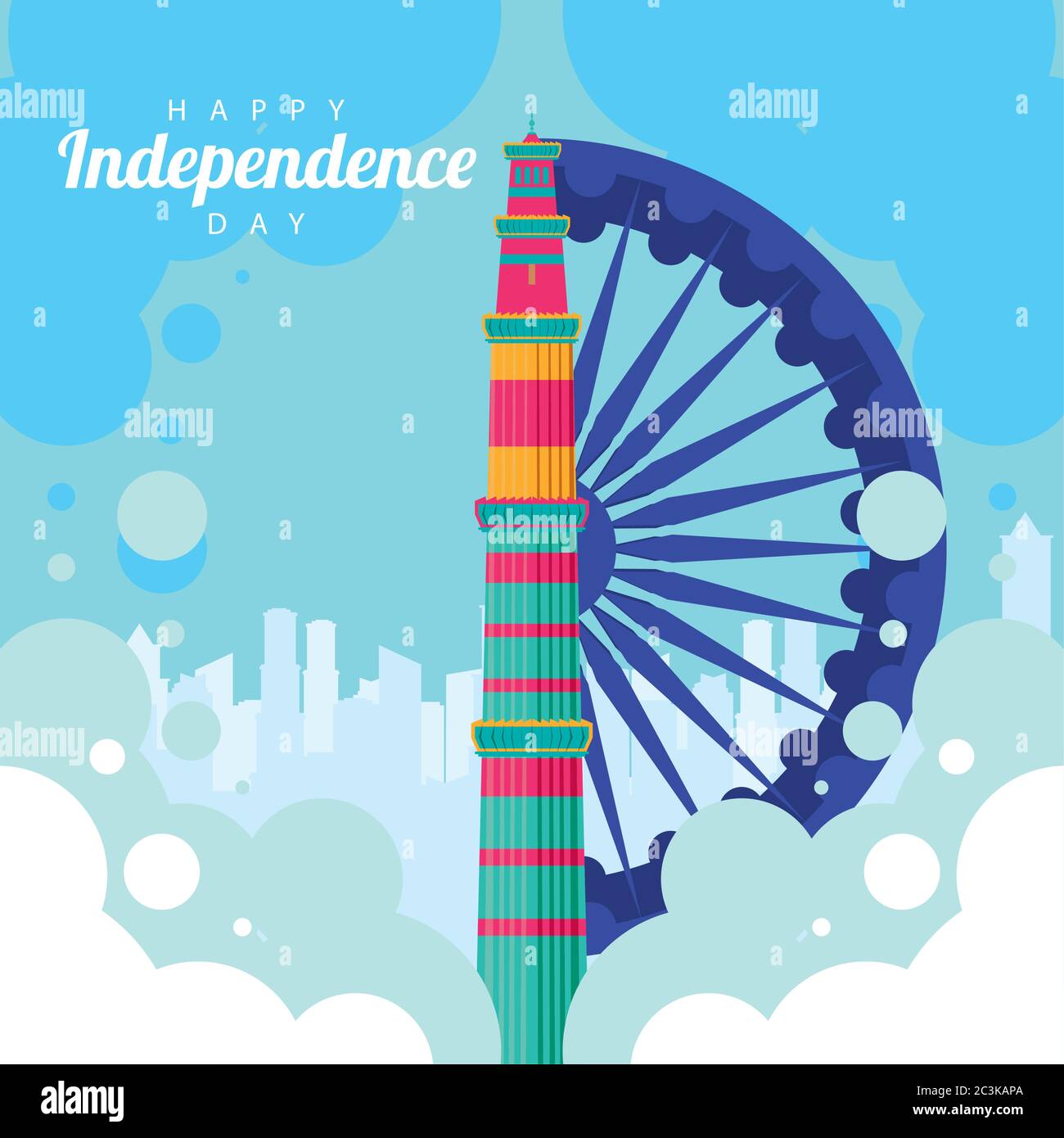 india independence day celebration with ashoka chakra and tower mosque ...