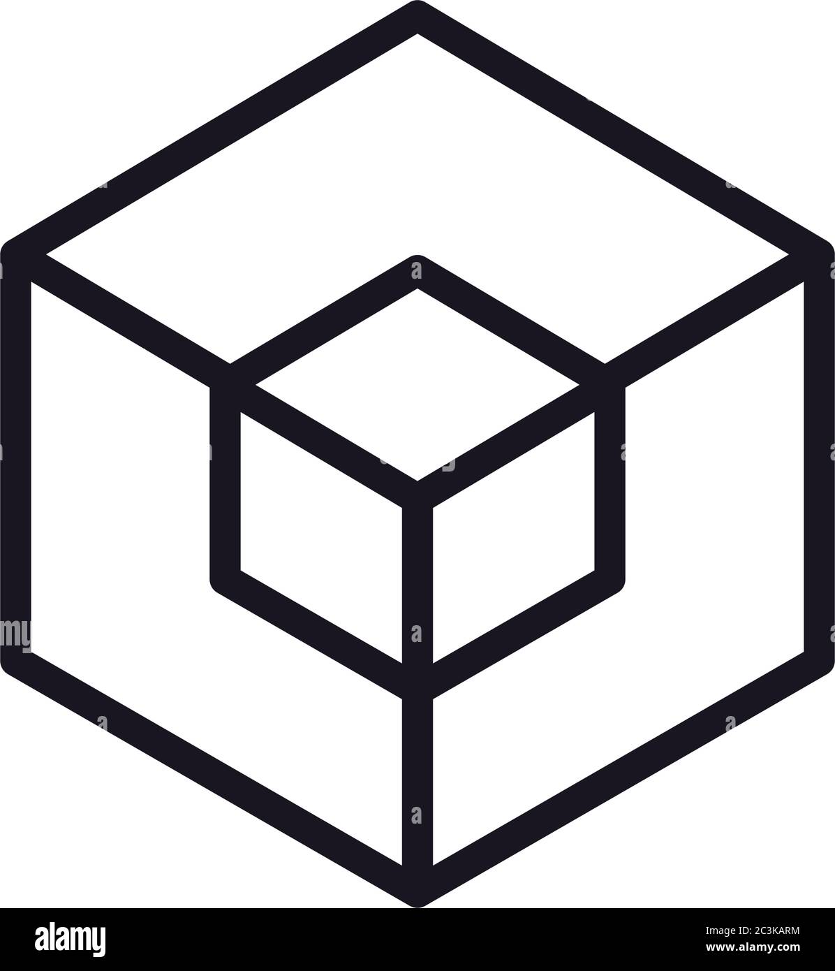 geometric and abstract 3d cube line style icon design, shape and figure ...